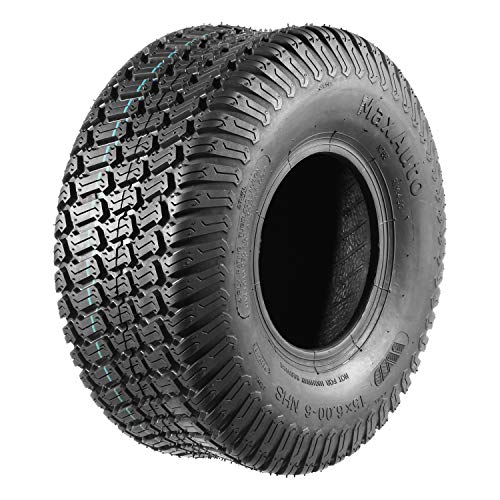 MaxAuto Set of 4 Lawn Mower Turf Tires 15x6-6 Front & 20x10-8 Rear,4PR,Tubeless