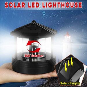 Solar Lighthouse 360 Degree Rotating Solar Lighthouse Led Solar Powered Lighthouse, Lighthouse Lights Outdoor Waterproof Rotating Led Light Garden Decor