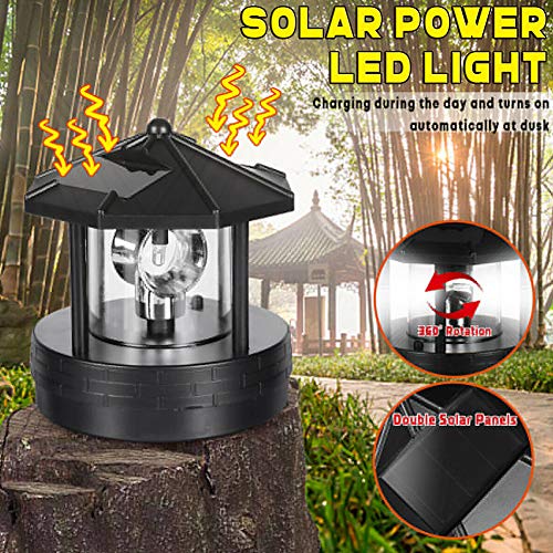 Solar Lighthouse 360 Degree Rotating Solar Lighthouse Led Solar Powered Lighthouse, Lighthouse Lights Outdoor Waterproof Rotating Led Light Garden Decor