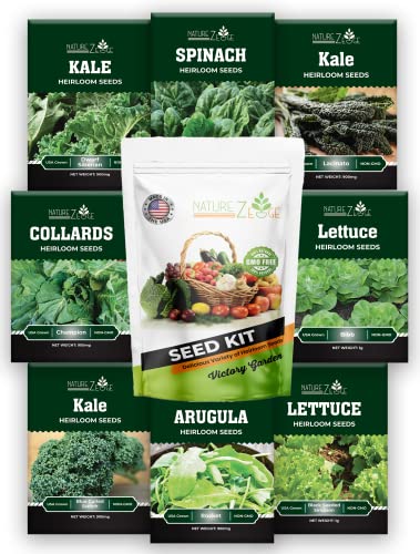 Heirloom Lettuce Mix and Greens Garden Seeds, 8 Varieties, 5300 Seeds, Hydroponic Seeds, Includes Bibb Butter Lettuce Seeds for Planting, Kale, Arugula Seeds, Spinach, Collards, and More, Non-GMO…