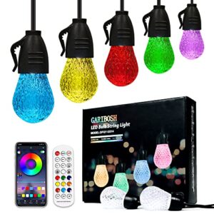 outdoor string lights 49ft, led lights, patio lights, remote and app, string lights for outside, deck decorations, outdoor lights lighting & ceiling fans house decor garden lights backyard lights