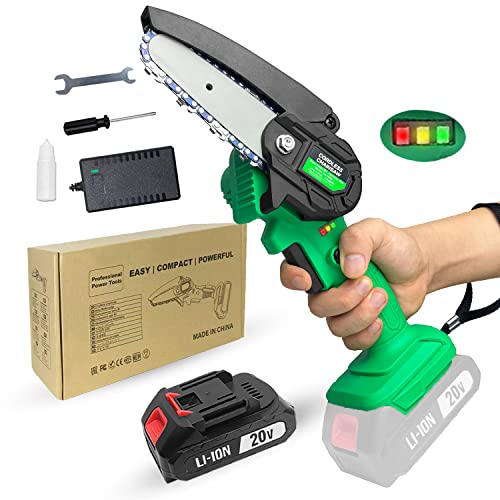 Tegatok Cordless Mini Chainsaw 4-inch, Mini Chainsaw with Battery and Charger, Handheld Small Chainsaw with Safety Lock, Portable Power Chain Saws for Trimming Tree Branches and Cutting Wood