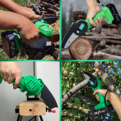 Tegatok Cordless Mini Chainsaw 4-inch, Mini Chainsaw with Battery and Charger, Handheld Small Chainsaw with Safety Lock, Portable Power Chain Saws for Trimming Tree Branches and Cutting Wood