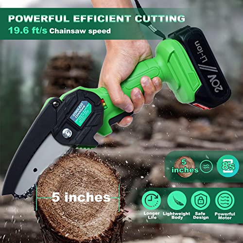 Tegatok Cordless Mini Chainsaw 4-inch, Mini Chainsaw with Battery and Charger, Handheld Small Chainsaw with Safety Lock, Portable Power Chain Saws for Trimming Tree Branches and Cutting Wood