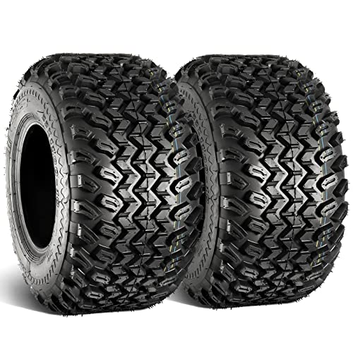 MaxAuto 22x11.00-10 Lawn Mower Tires, 22x11x10 Golf Cart Tires, 22x11-10 nhs Tires, Hilly Terrian Vehicle Tire with 15.8mm Tread Depth, 4Ply Tubeless, Set of 2