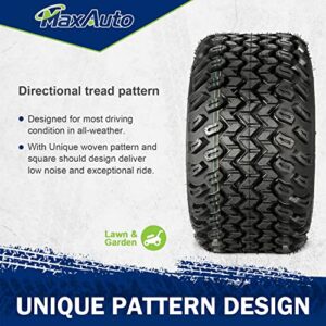 MaxAuto 22x11.00-10 Lawn Mower Tires, 22x11x10 Golf Cart Tires, 22x11-10 nhs Tires, Hilly Terrian Vehicle Tire with 15.8mm Tread Depth, 4Ply Tubeless, Set of 2