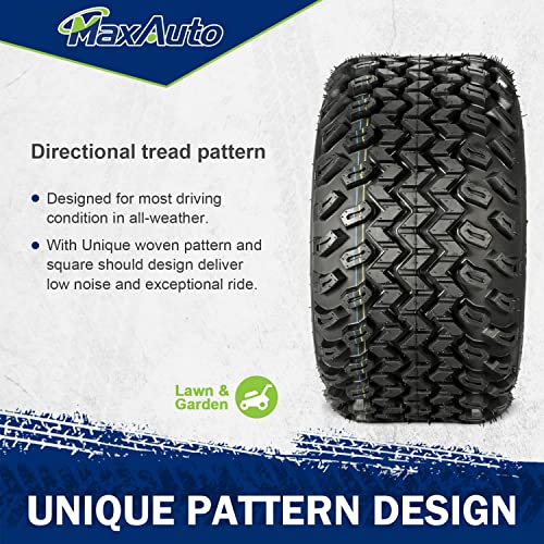 MaxAuto 22x11.00-10 Lawn Mower Tires, 22x11x10 Golf Cart Tires, 22x11-10 nhs Tires, Hilly Terrian Vehicle Tire with 15.8mm Tread Depth, 4Ply Tubeless, Set of 2