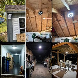 HULPPRE Solar Shed Light Daytime or Night 4+1 Leaves 136Leds Brighter Solar Light Indoor&Outdoor with Remote,IP65 Barn/Chicken Coop/Workshop/Ceiling/Pendant Light for Patio,Garden,Yard,Gazebo