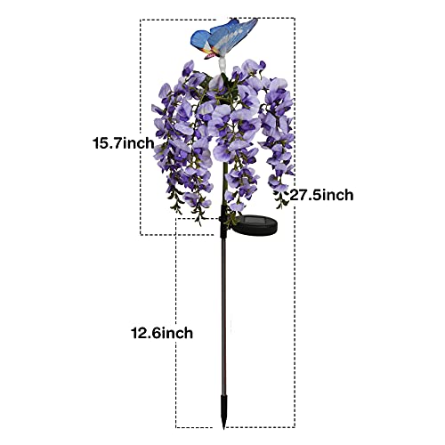 Solar Flowers Lights Outdoor ,Doingart Wisteria Floral Butterfly Solar Lighte with Multi-Color Changing LED Solar Lights for Garden Patio Backyard Pathway Lawn (Purple)