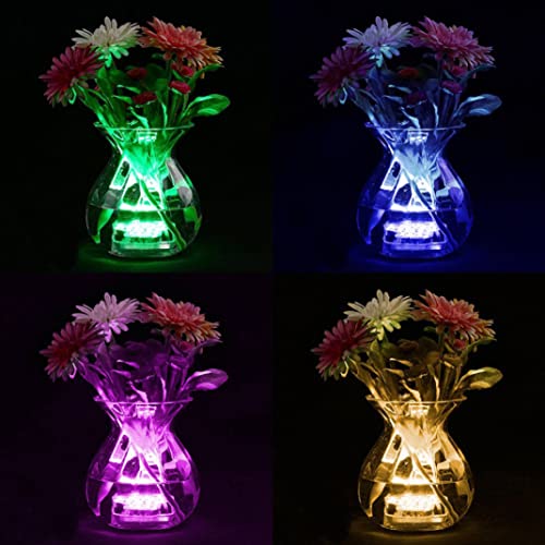 Muzrunq Submersible LED Lights Multicolor RGB 10LEDs Waterproof Underwater Lights Base Garden Swimming Pool Light for Wedding Party Vase Bowl 4Pcs.