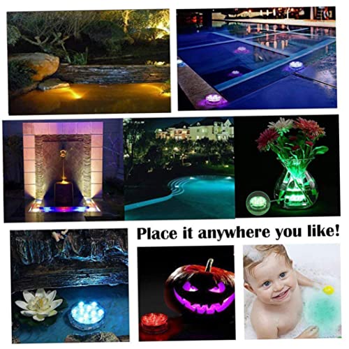 Muzrunq Submersible LED Lights Multicolor RGB 10LEDs Waterproof Underwater Lights Base Garden Swimming Pool Light for Wedding Party Vase Bowl 4Pcs.