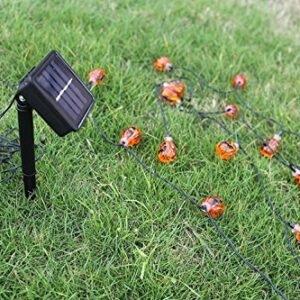 YBB Solar Pumpkin String Lights, Waterproof Halloween Christmas Decoration String Lights, 30 LED Lights Twinkling/Steady on Modes Jack-O-Lantern for Outdoor, Home, Patio, Garden (7m/22ft Warm White)