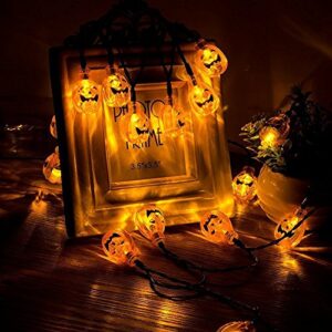 YBB Solar Pumpkin String Lights, Waterproof Halloween Christmas Decoration String Lights, 30 LED Lights Twinkling/Steady on Modes Jack-O-Lantern for Outdoor, Home, Patio, Garden (7m/22ft Warm White)