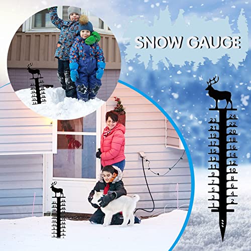 Gift 24cm Snowflake Snow Measuring Instrument Snowmobile Snow Measuring Instrument Metal Snow Measuring Ruler Outdoor Garden Ornament Smart Gauge (Black, One Size)