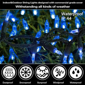 Silvom Blue Christmas Lights, 100 LED Mini Tree Lights, 33ft Xmas Lights, 120V UL Certified Indoor & Outdoor String Lights for Halloween, Christmas Tree, Party, Wedding, Patio, Garden, Home Decoration