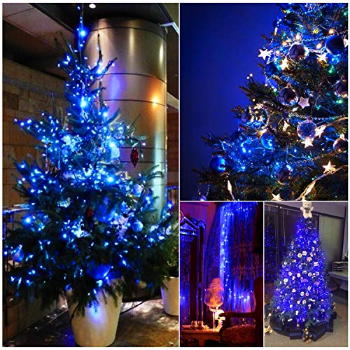 Silvom Blue Christmas Lights, 100 LED Mini Tree Lights, 33ft Xmas Lights, 120V UL Certified Indoor & Outdoor String Lights for Halloween, Christmas Tree, Party, Wedding, Patio, Garden, Home Decoration