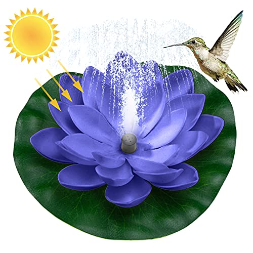 Yhjh Solar Waterscape Garden Floating Flower Fountains for Bird Bath, Fish Tank, Pool Inflatable Swimming Pool Toys (Blue, One Size)