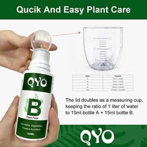 QYO Base A & B Nutrients(200ml in Total), Plant Growing Nutrient Plant Food for All Plants, All-Purpose Concentrated Fertilizer for Any Hydroponics System, Potted Houseplants, for Outdoor & Indoor