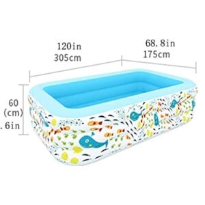 Inflatable Pool Family Pool Inflatable Swimming Pool Rectangular Blow Up Pool for Adults, 305 X 175 X 60 Cm Paddling Pool for Garden Summer Water Party (Size : 305cm*175cm*60cm)