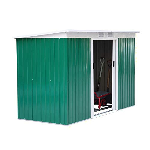 9' x 4' Outdoor Rust Resistant Metal Garden Vented Storage Shed - Green