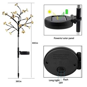 perzoe Outdoor Decorative Solar Cherry Blossoms Light - Solar Powered 20LED Memory Modeling Copper Wire Garden Decorative Lights for Patio Lawn Christmas Birthday Party Decor(2 Pack) (Warm White)