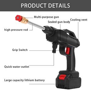 21V Cordless Car Wash Machine with Accessories Portable Electric Pressure Washer with Water Tank for Cars Gardens Terraces Windows Cleaning Works