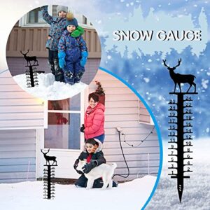 Gift 24cm Snowflake Snow Measuring Instrument Snowmobile Snow Measuring Instrument Metal Snow Measuring Ruler Outdoor Garden Ornament High Power Magnetic (Black, One Size)