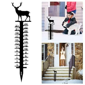 Gift 24cm Snowflake Snow Measuring Instrument Snowmobile Snow Measuring Instrument Metal Snow Measuring Ruler Outdoor Garden Ornament High Power Magnetic (Black, One Size)