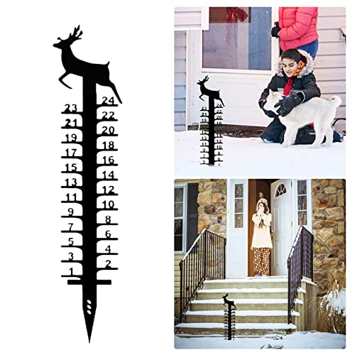 Gift 24cm Snowflake Snow Measuring Instrument Snowmobile Snow Measuring Instrument Metal Snow Measuring Ruler Outdoor Garden Ornament Screed Board 22 (Black, One Size)