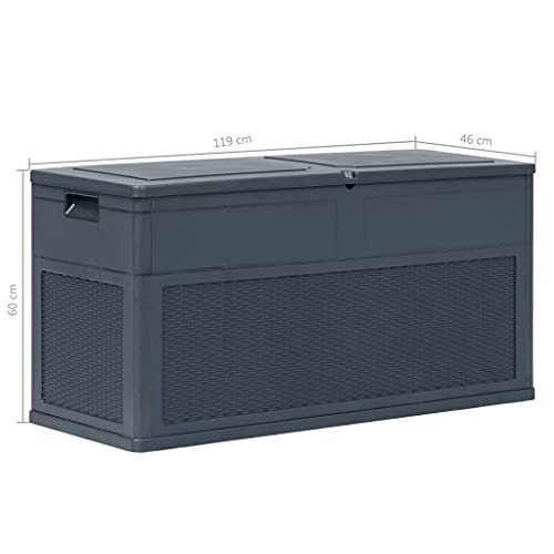 Canditree 84.5 Gallon Patio Storage Box, Storage Container Plastic for Garden, Poolside, Indoor/Outdoor Storage 46.9" X 18.1" X 23.6" Anthracite