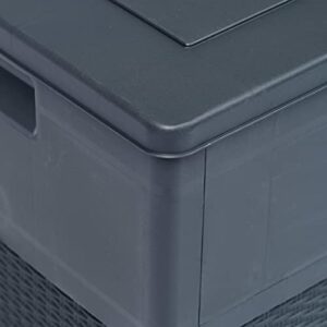 Canditree 84.5 Gallon Patio Storage Box, Storage Container Plastic for Garden, Poolside, Indoor/Outdoor Storage 46.9" X 18.1" X 23.6" Anthracite