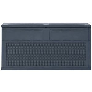 Canditree 84.5 Gallon Patio Storage Box, Storage Container Plastic for Garden, Poolside, Indoor/Outdoor Storage 46.9" X 18.1" X 23.6" Anthracite