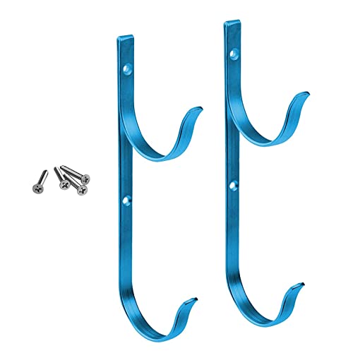 Colcolo Pool Hangers Aluminium Brackets Double Hook Hanging Rack for Garden, Blue