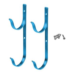 Colcolo Pool Hangers Aluminium Brackets Double Hook Hanging Rack for Garden, Blue