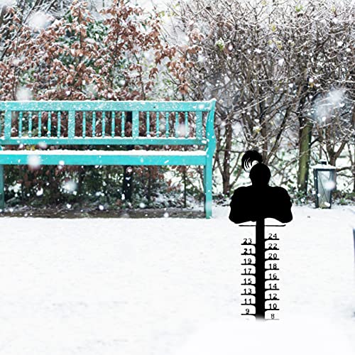 Snowflake Snow Measuring Instrument Snowmobile Snow Measuring Instrument Metal Snow Measuring Ruler Outdoor Garden Ornaments Magnetic Base Drill Guide (Black, One Size)