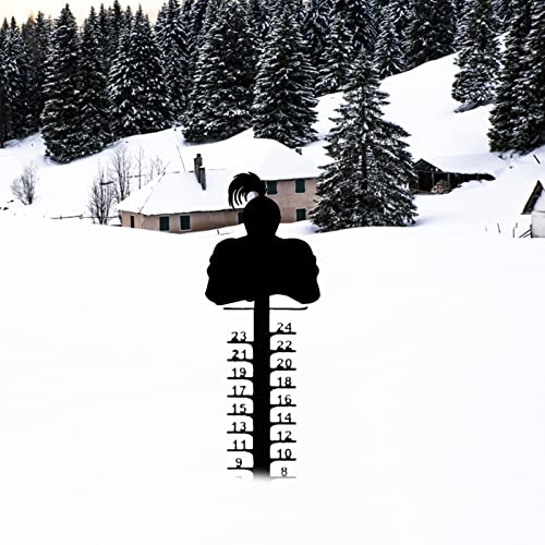 Snowflake Snow Measuring Instrument Snowmobile Snow Measuring Instrument Metal Snow Measuring Ruler Outdoor Garden Ornaments Magnetic Base Drill Guide (Black, One Size)