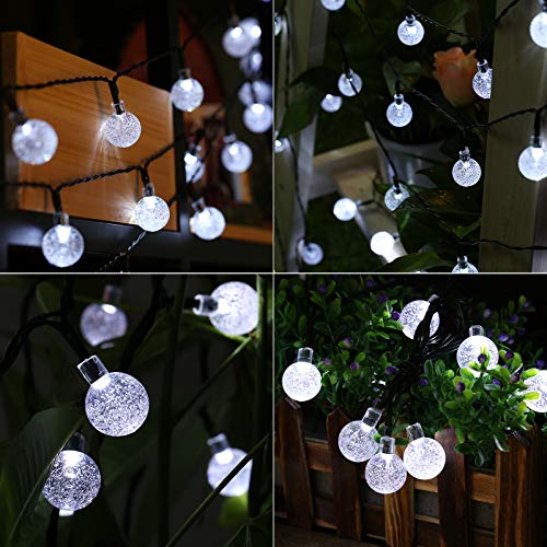 Joomer Solar String Lights Outdoor 100LED 72ft Crystal Globe Lights with 8 Lighting Modes, Waterproof Solar Powered Patio Lights for Outdoor Garden Yard Porch Wedding Party Home Decor (White)