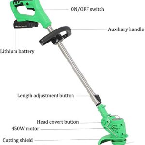 NANDAN 21V Cordless Grass Trimmer,Electric Trimmer/Edger Cutting Width 30CM with Plastic and Metal Blades Grass Brush Cutter Kit Pruning Cutter Garden Tools