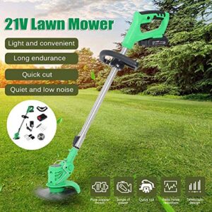 NANDAN 21V Cordless Grass Trimmer,Electric Trimmer/Edger Cutting Width 30CM with Plastic and Metal Blades Grass Brush Cutter Kit Pruning Cutter Garden Tools