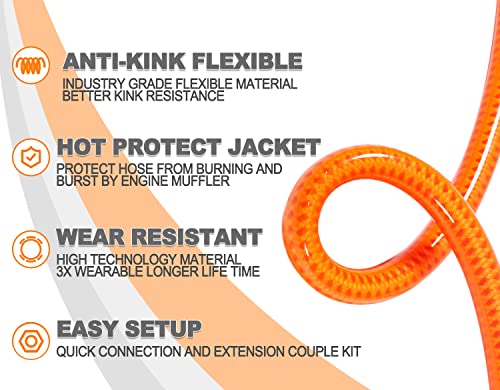 YAMATIC Pressure Washer Hose 50 ft Anti-Kink Flexible, Extension Power Washer Hose 3200 PSI X 1/4", M22 to 3/8" Quick Connect Couplers for Replacement (PU Wear-Resistant Jacket)