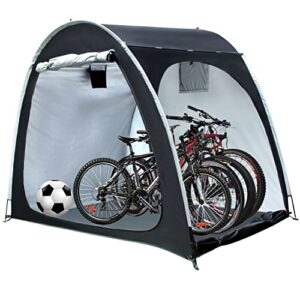 large bike cover storage shed tent,portable bicycle motorcycle tent waterproof portable garden storage cover heavy duty side opening tricycle motorcycle storage tent for outdoor camping hiking (black)