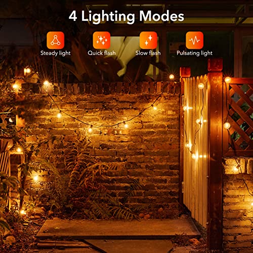 Solar String Lights Outdoor 29 Feet Waterproof Patio LED Lights with 25 Shatterproof Bulbs, 4 Light Modes, Hanging Lights Solar Powered for Backyard Garden Porch Yard Decor, E12 Base, 2700K