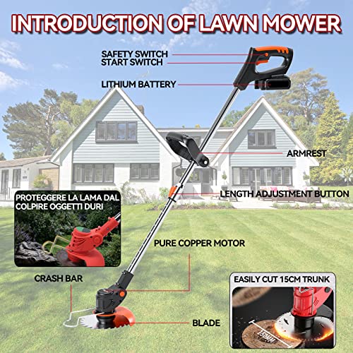 Windpost Electric Weed Wacker,650W Cordless Weed Eater,21V String Trimmers,Weed Wacker Cordless with Battery and Charger for Home Garden, Lawn, Yard, Bush Trimming & Pruning (Black)