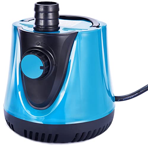 nongovee Aquarium Submersible Pump: 600GPH 2300L/H 45W Adjustable Displacement with 6ft Power Cord for Garden Waterfalls | Pool Covers | Hydroponics | Fish Tanks | Small Ponds | Fountains