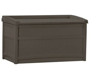 alidam deck box storage box 50 gallon outdoor deck storage box resin patio seat garden bench, brown patio deck garden furniture