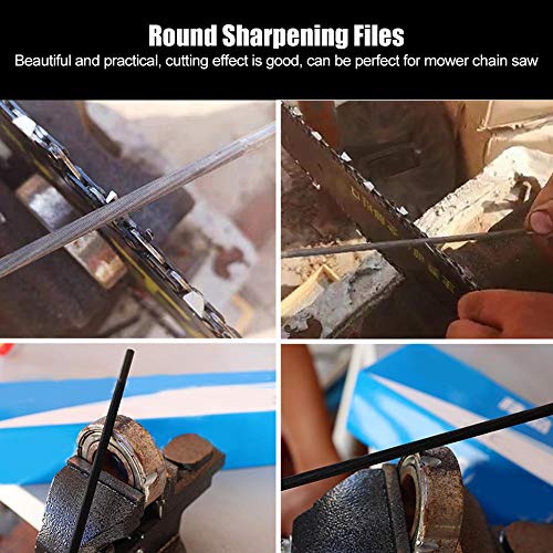 AUNMAS 12Pcs Chainsaw Sharpening Files Round Bearing Steel Woodworking Chain Saw File 4mm 5/32inch for Home Garden