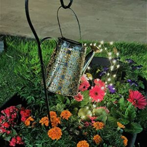 Solar Watering Can Decor Lights, Hanging Garden Ornament Lighting Your Garden, Flower Pattern Metal Lantern Weatherproof Yard Art Ideal Mother's Day, Birthdays, Christmas, Pathway Lights, Bronze