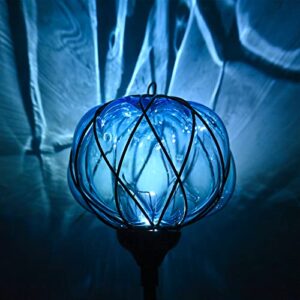 2 Pack Garden Solar Lights Pathway Outdoor,Blue Crackle Glass Heart Stake Metal Lights,Garden Decor Light Waterproof Solar Stake Lights for Lawn Patio Yard