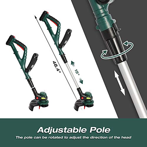 TRY & DO Cordless String Trimmer/Edger, 10” Electric Garden Weed Eater with 20V/2.0 AH Battery and Charger, Lightweight,70min Max Runtime,Battery Powered, for Cutting Grass