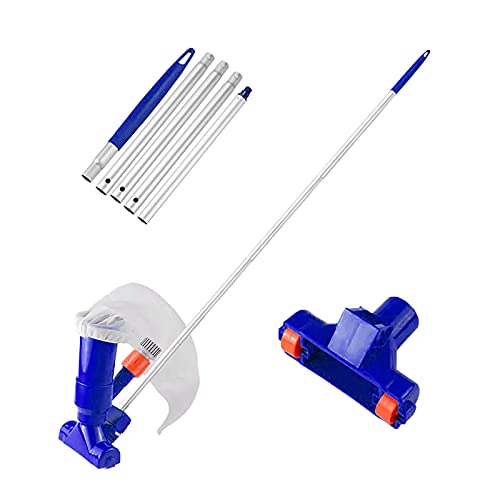 Pool Cleaner Portable Swimming Pool Fountain Vacuum Brush Cleaner Cleaning Tool with 5 Section Pole can be Attached to Garden Hose Underwater Cleaner for Above Spa Pool Ground Tub Pond Fountain